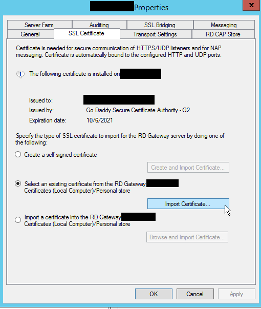 Renewing a RDS/RDG SSL certificate with Godaddy SSL | Bwilliamson's Blog